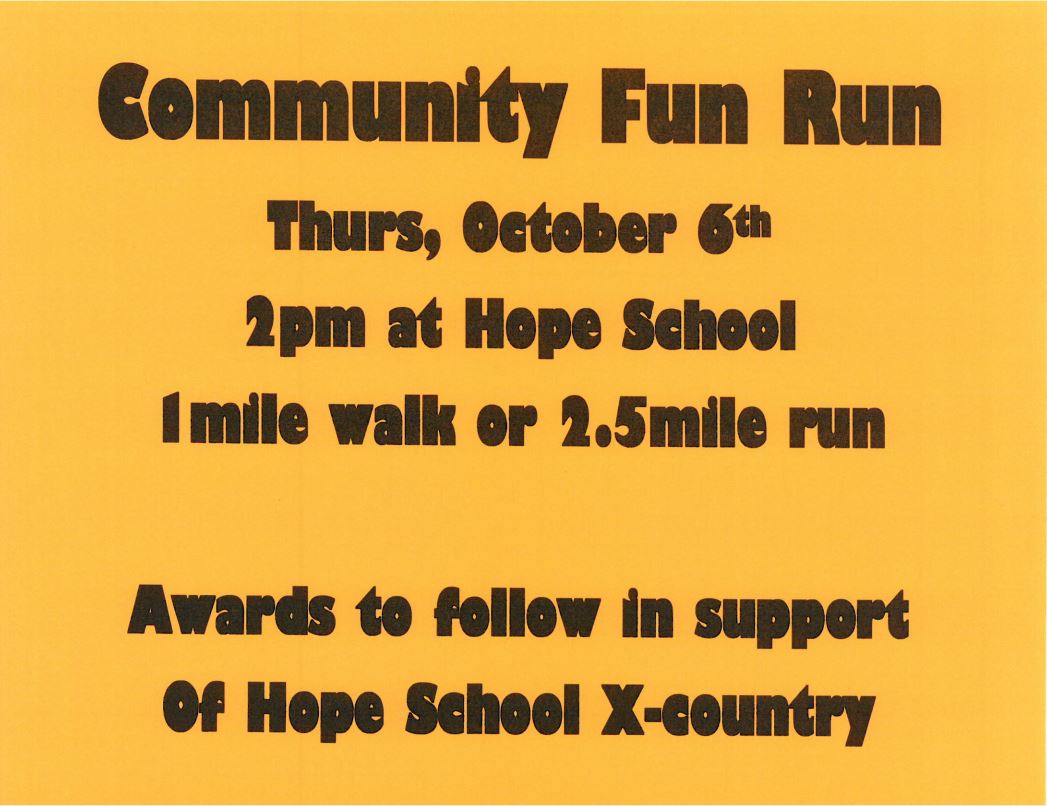 Cross Country Fun Run, Walk and Awards – Hope School