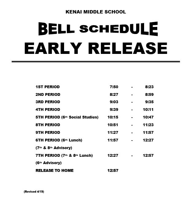 Bell Schedule – Kenai Middle School