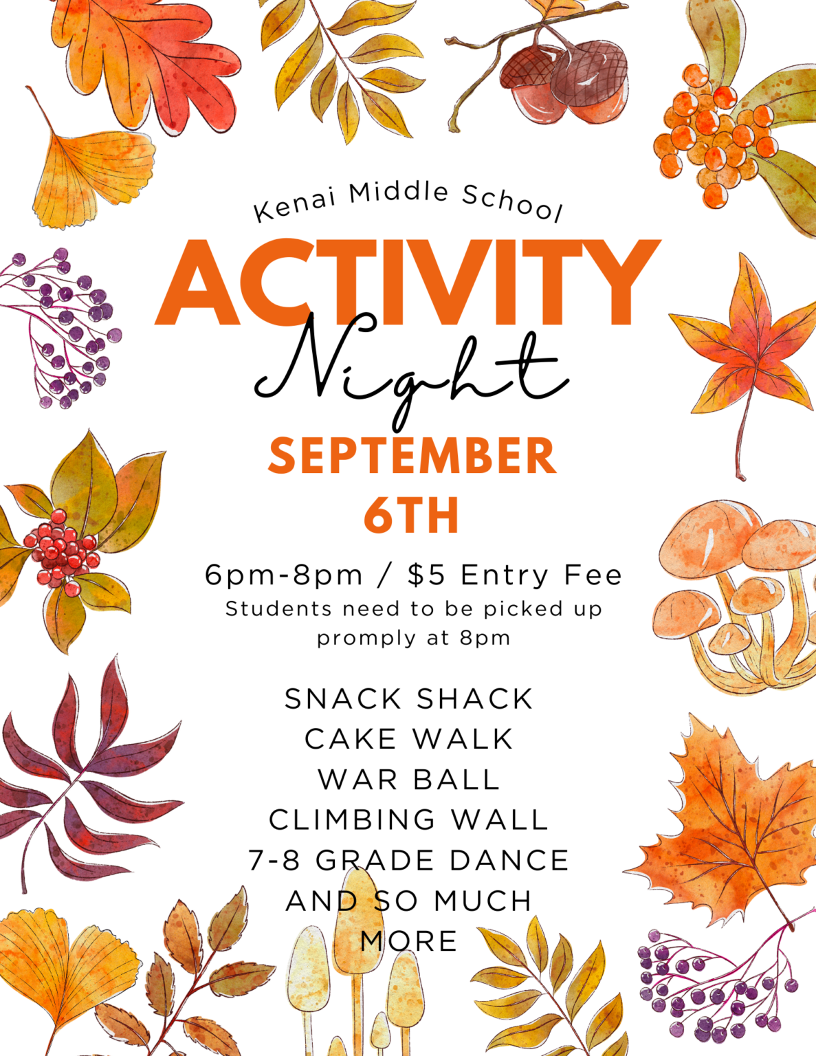 ACTIVITY NIGHT 9/6 – Kenai Middle School