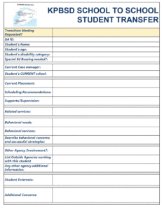 School to School Transfer – Special Ed Resources